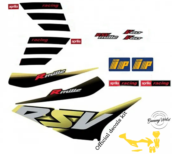APRILIA RSV 1000 Mille – 2002 – ORIGINAL STICKERS DECALS KIT - GummyWeld